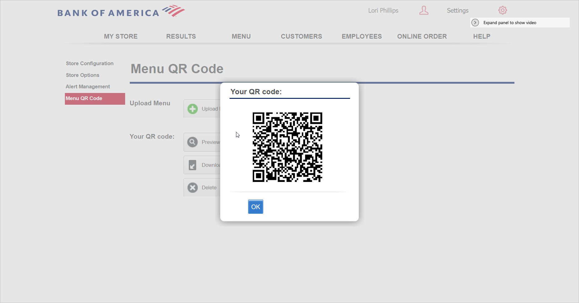 Back Office Menu QR Code - Merchant Help